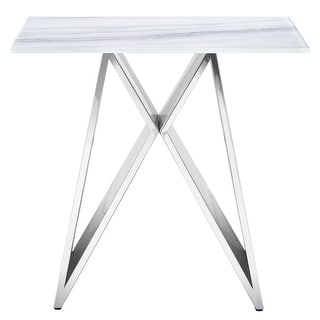 Luxurious Silver M Shape Base End Table Glass Accent Table - Bed Bath ...