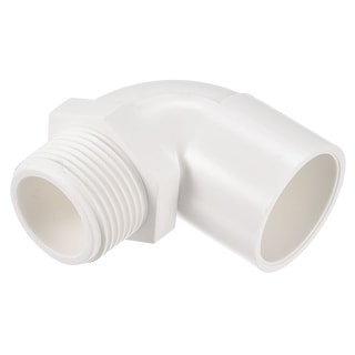 PVC Water Pipe Elbow Fitting G1 Male Thread 32mm ID Tube Adapter, White ...