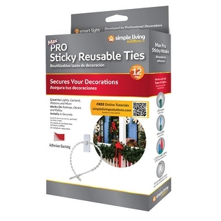 Sticky Reusable Ties with Clip Hooks Christmas Decoration Hangers - 2 ...