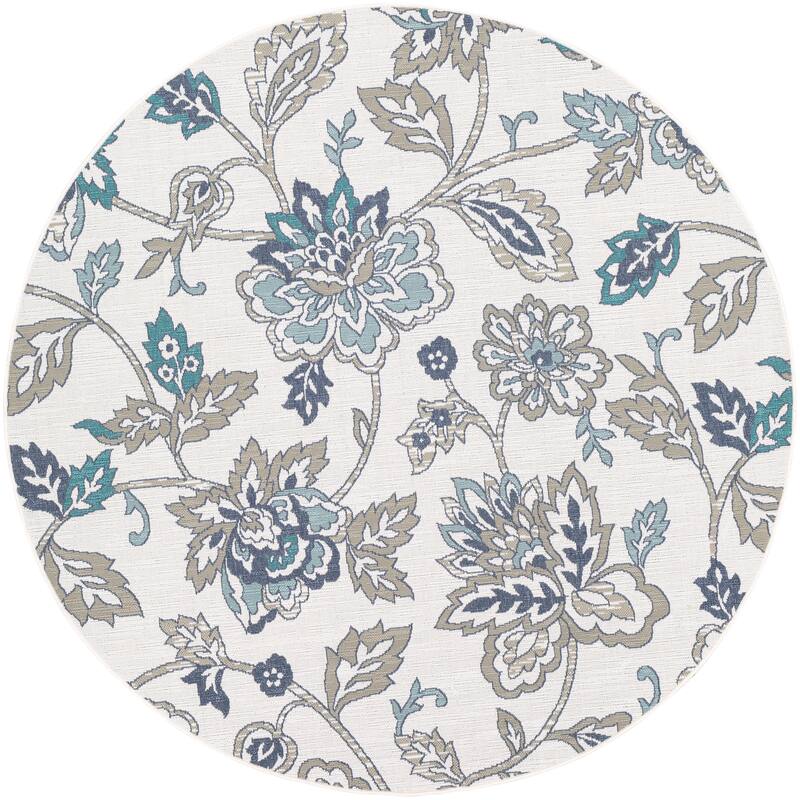 Cesarina Floral Indoor/ Outdoor Area Rug - 8'9" Round - 8'9" Round ...