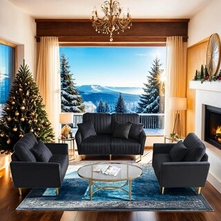 Artsy 3 Pieces Sectional Sofa Set, Tufted Couch Sofa Armchair with ...