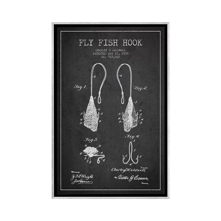 iCanvas "Flyfish Hook Charcoal Patent Blueprint" by Aged Pixel Framed ...