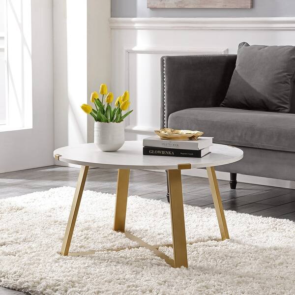 Ledel Modern Rustic Round Coffee Table Cocktail Table - Bed Bath ...