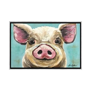 iCanvas "Rosey The Pig On Turquoise" by Hippie Hound Studios Framed ...