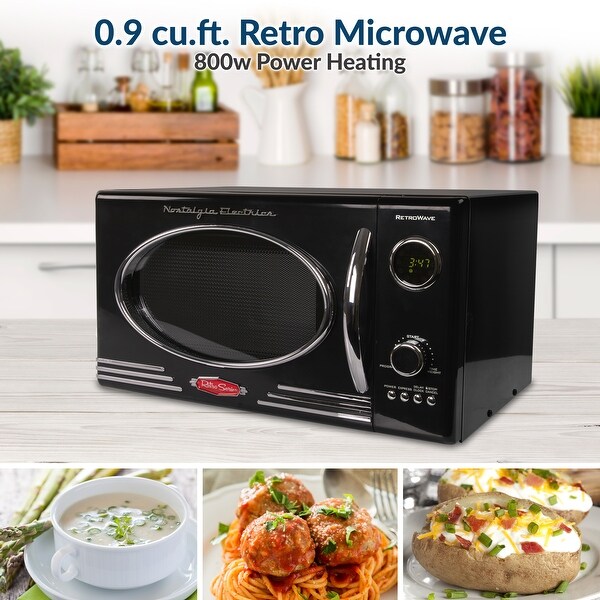 Black retro microwave store