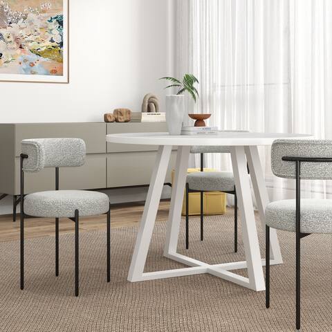 Roundhill Durban 5-Piece Round Dining Set, Trestle Dining Table with 4 ...
