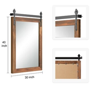 Rustic Farmhouse Mirror Vanity Mirror Solid Wood Frame with Metal Barn ...