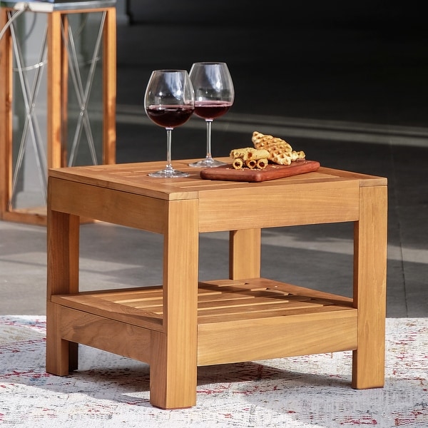 Cambridge Casual Logan Teak Outdoor Side Table Natural Teak