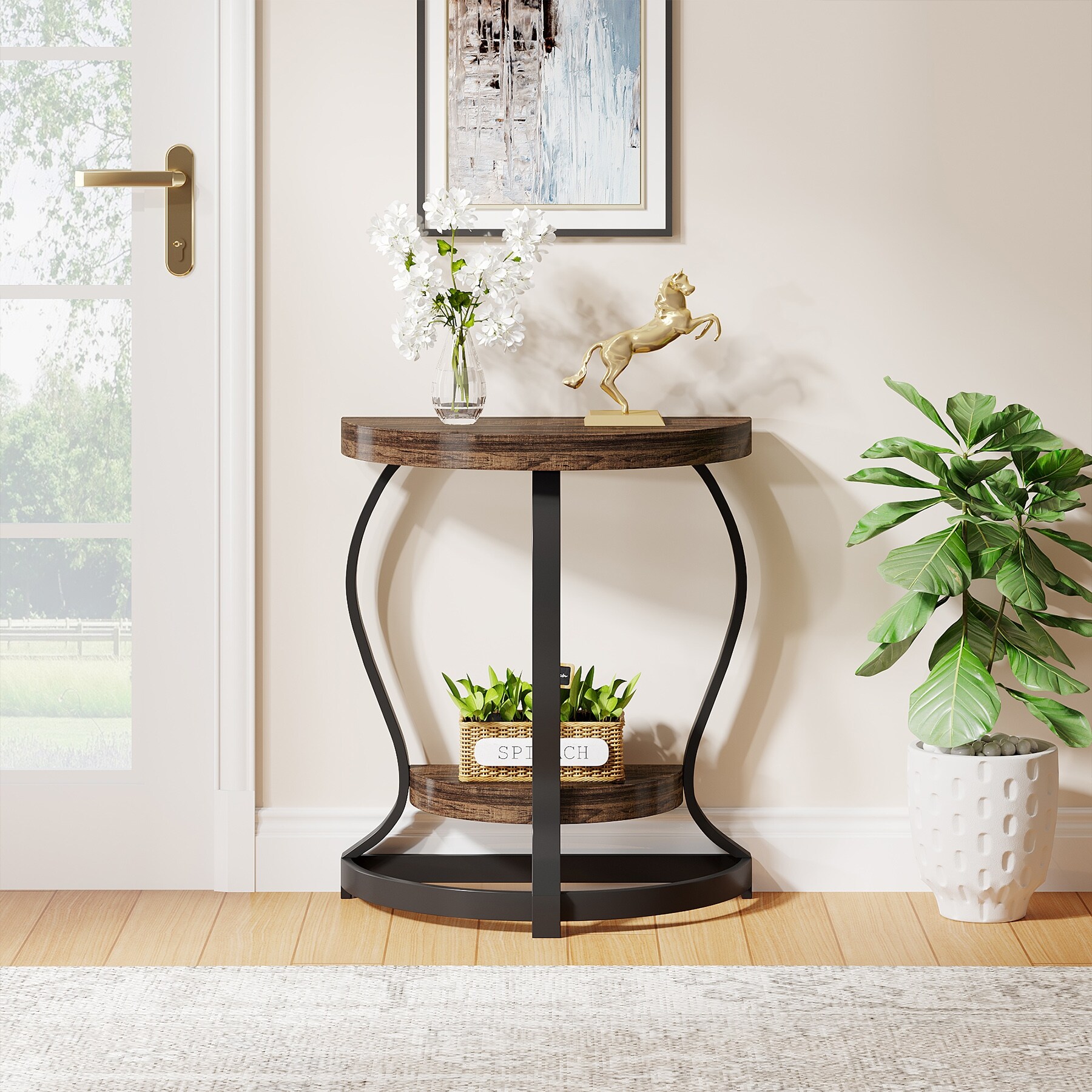 Small half moon side table store