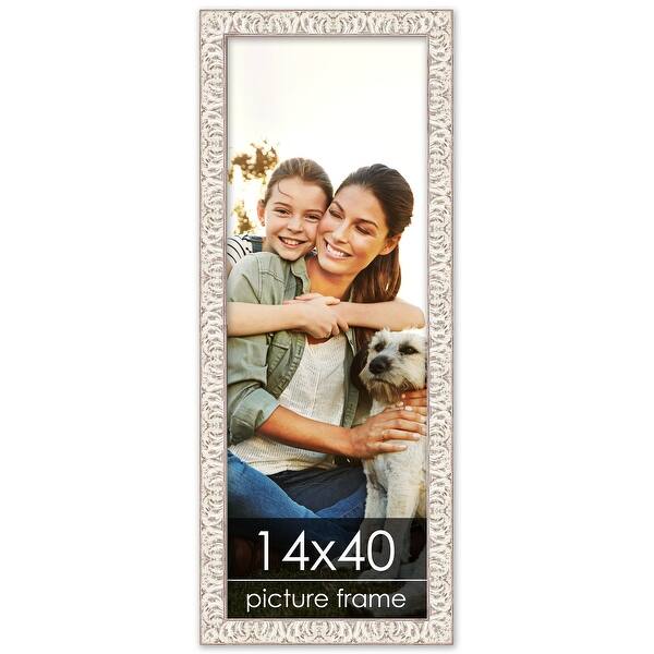 14x40 Ornate White Washed Wood Picture Panoramic Frame Panoramic Poster ...