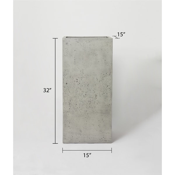 Tall Cement Finish Box 1 - Piece Fiber Stone Square Planter Pot - Bed ...