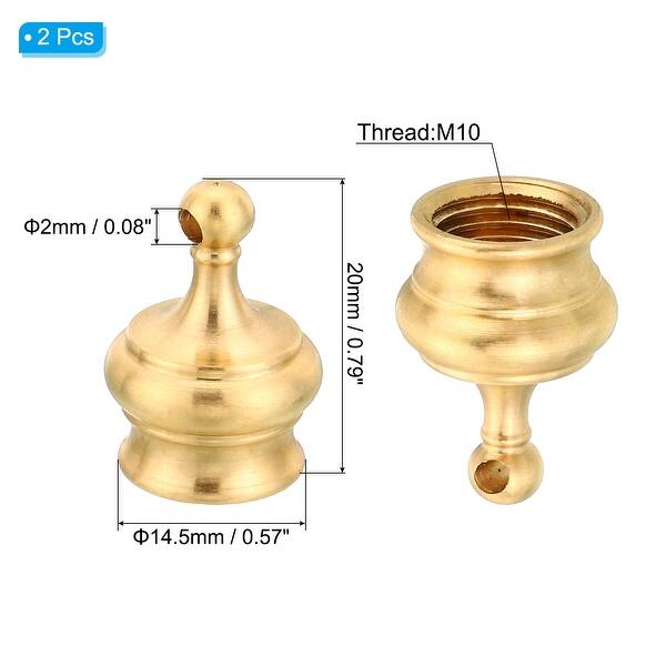 2pc M10 Lamp Finial Cap Knob Brass Lamp Shade Harp Top Screw with Hole ...