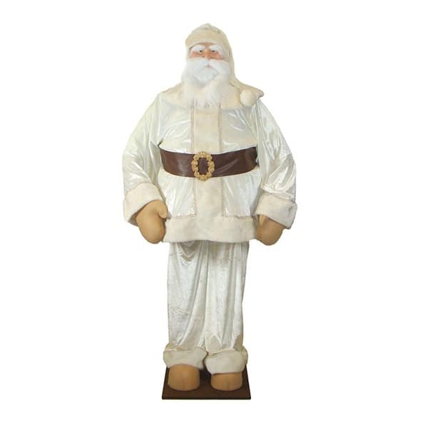 Huge 6 Foot Life-Size Deluxe Cream Velvet Santa Claus - Sitting or ...