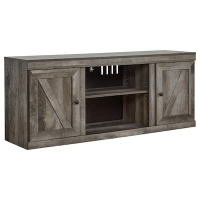60 Inch Wood TV Media Entertainment Console, 2 Doors, Round Knobs, Gray ...
