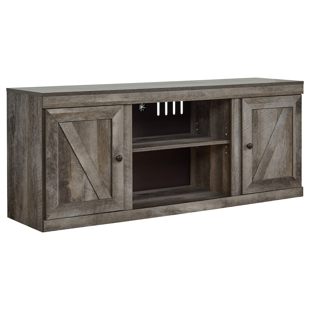 60 Inch Wood TV Media Entertainment Console, 2 Doors, Round Knobs, Gray ...