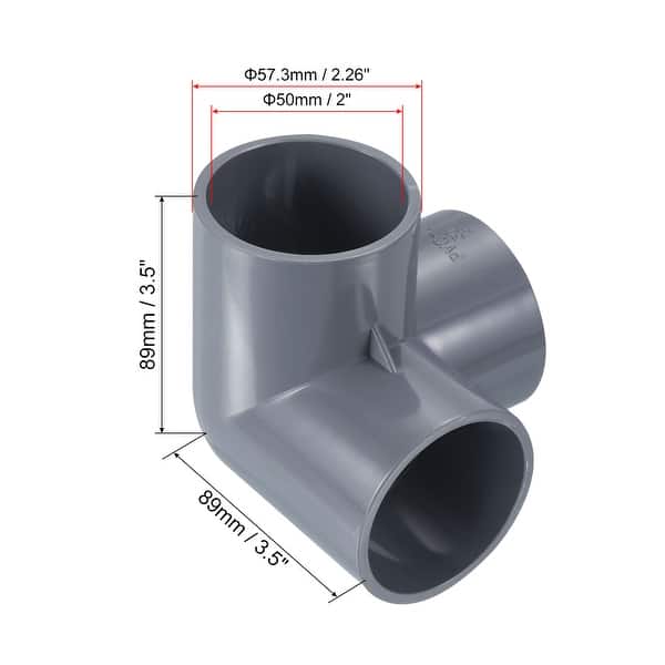 3 Way Elbow Pipe Fittings UPVC, Joint Coupling Pipe Adapter, Gray - Bed ...