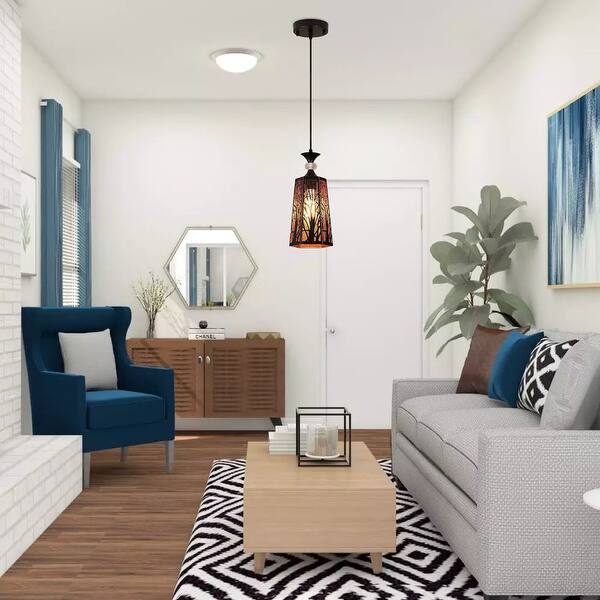 1-Light farmhouse kitchen island gold and black hanging lights metal island pendant light - On ...