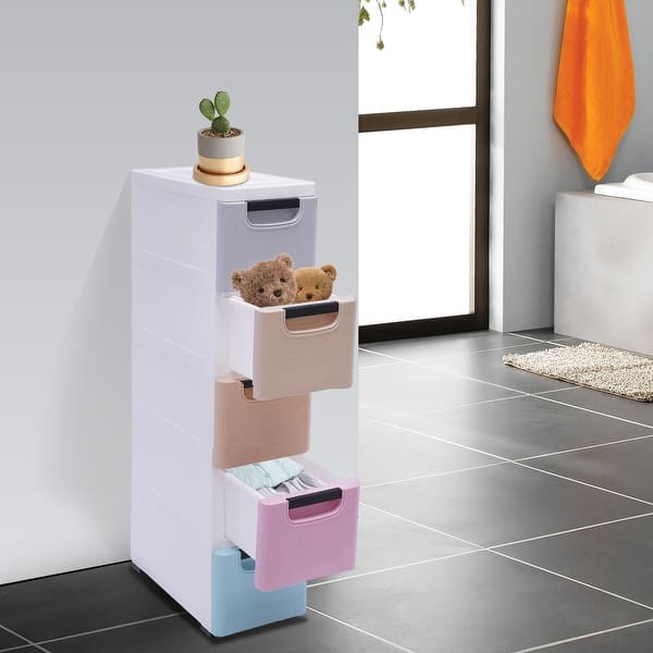 Stackable Vertical 5 Drawers Storage Cabinet Clothes Storage Box - 8*16 ...