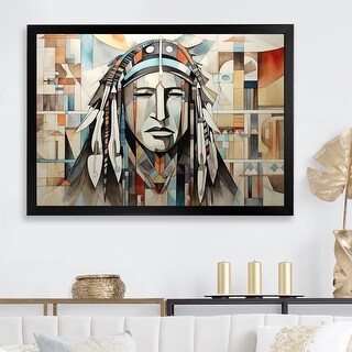 Designart "Native Majestic Cherokee Collage" Native American Art Framed ...