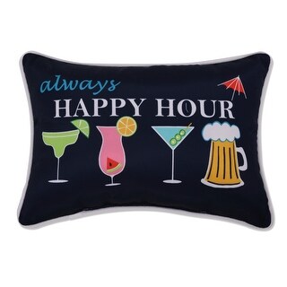 Pillow Perfect Outdoor Happy Hour Blue Rectangular Throw Pillow - 12 X ...