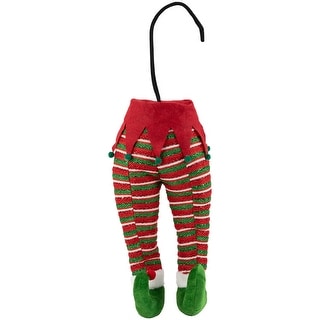 19" Red and Green Striped Elf Legs Christmas Decoration - Bed Bath ...