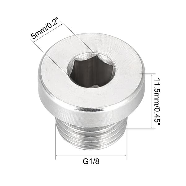 Countersunk Plug Hex Head Socket G1/8 Male Stainless Steel Pipe Fitting ...