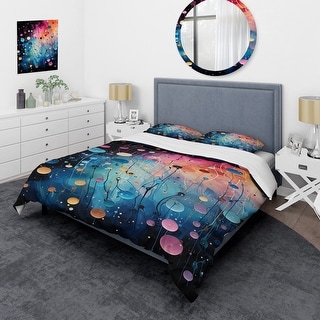 Designart "Pink and blue Neon Pop art II" Pop Art Bedding Cover Set ...