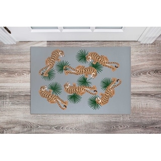 TIGER PALM LIGHT BLUE Doormat By Kavka Designs - Bed Bath & Beyond ...