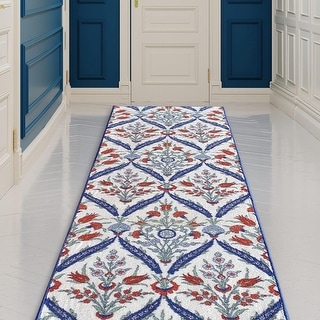 Custom Size Cini Turkish Traditional Design White Color Rubber Backed ...
