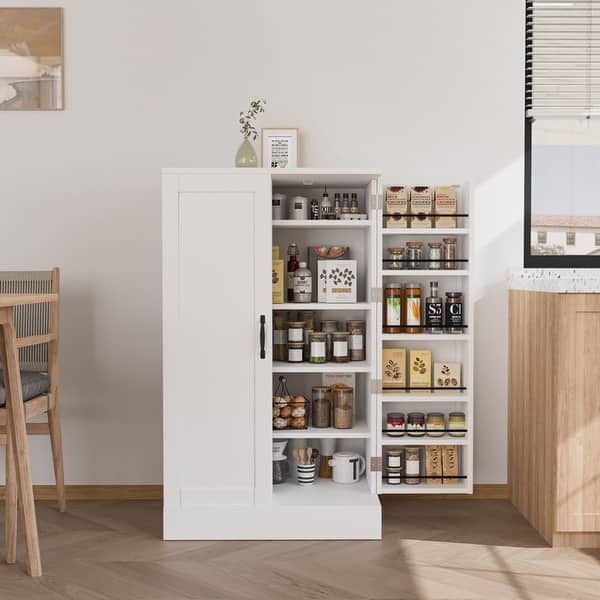White Kitchen Storage Cabinet Pantry Cabinet with 2 Doors and ...