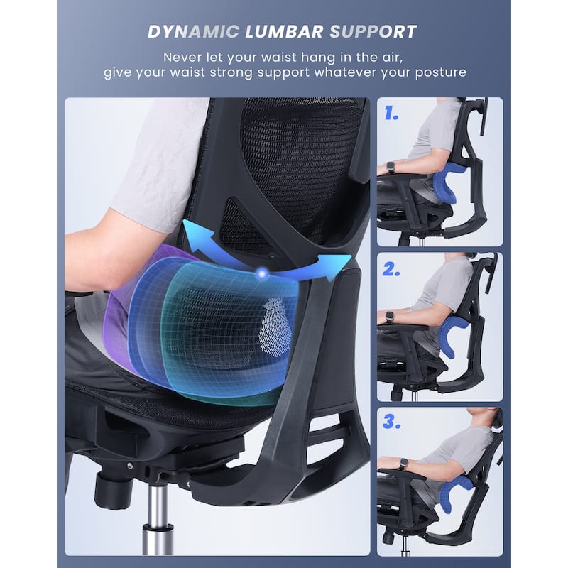 CabeVibe Ergonomic Home Office Desk Chair with 4 Angles Recline & 2D ...