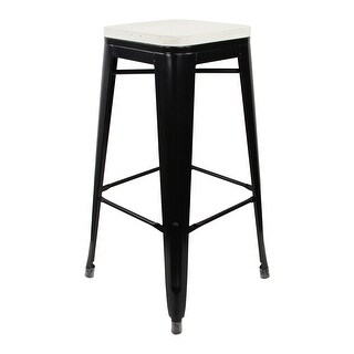 Cheungs Metal Stool with Black Frame and White Seat, Large - Bed Bath ...