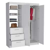 Modern Wardrobe Cabinet, Clothes Locker, Classic 3-Drawers 2-Door 3 ...