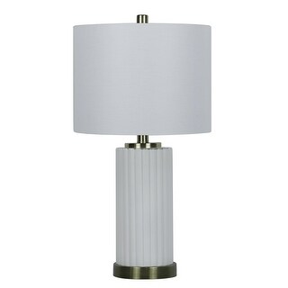 23" Architectural Glass Column Table Lamp with Decorator Shade - Bed ...