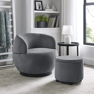 360 Degree Rotating Bucket Chair with Storage Footstool, Round Sofa ...