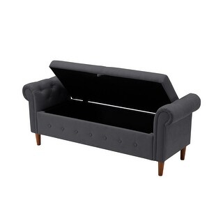 Grey Storage Rectangular FootStool - Bed Bath & Beyond - 36830018