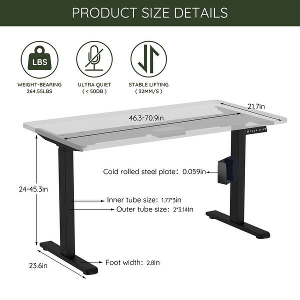 Electric Desk Frame - Height Adjustable Table Legs Sit Stand Desk Frame ...