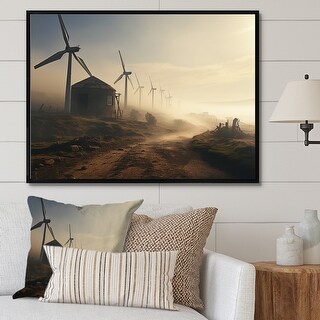 Designart "Wind Turbines Whispers I" Wind Turbines Framed Wall Decor ...