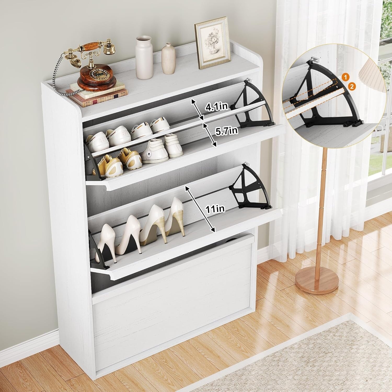Shoe Cabinet with 3 Flip Drawers, Modern Shoe Rack Storage Shoe Cabinet with 3 Flip Drawers, Modern Shoe Rack Storage