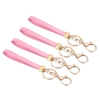4pcs Wrist Lanyard Leather Keychain Lobster Clasps Keyring, Pink - Bed ...