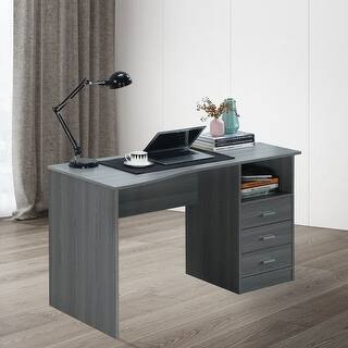 Topcraft Classic Computer Desk with Multiple Drawers, Grey - Bed Bath ...