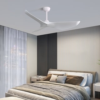 52" White Ceiling Fan No Light with Remote Control, 3 Blades 6 Speeds ...