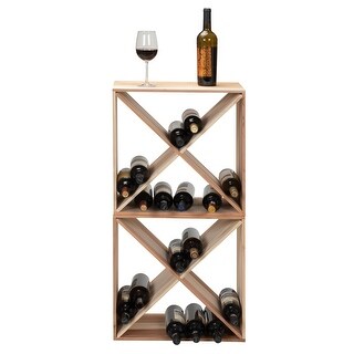 Set of 2 Natural Wood Wine Storage Cubes - Stackable Wine Rack for Bar ...