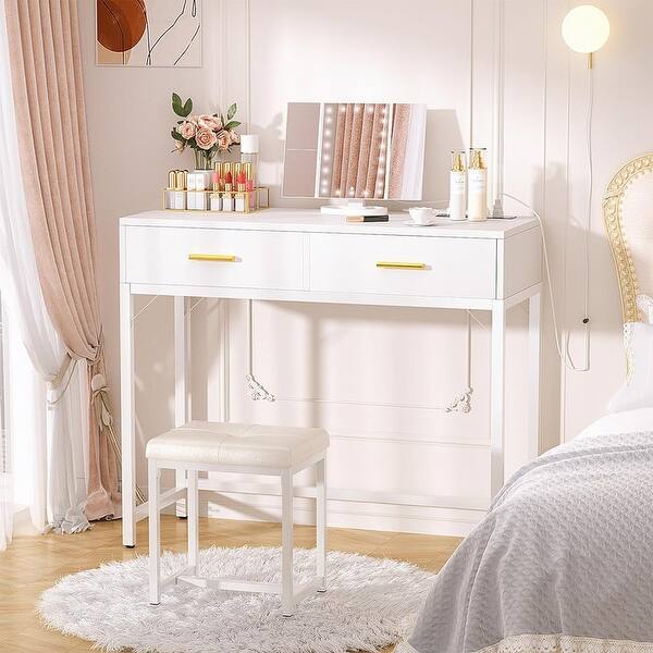white mini vanity