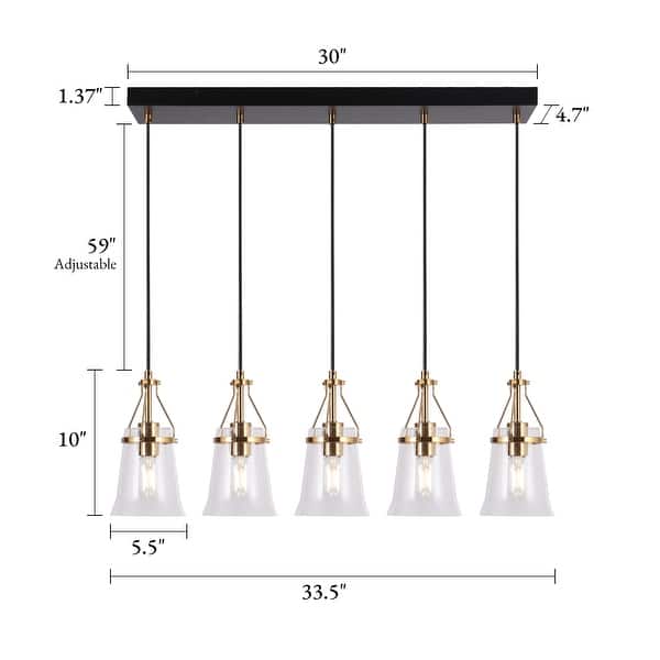 Haye Modern 5-Light Glass Chandelier Black Gold Island Lights for ...