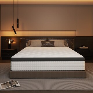 10 Inch Queen Size Box Spring Mattress, Memory Foam Hybrid in a Box ...
