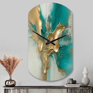 Gold And Turquoise Marble Fluid Ink II - Abstract Marble Large Wall ...