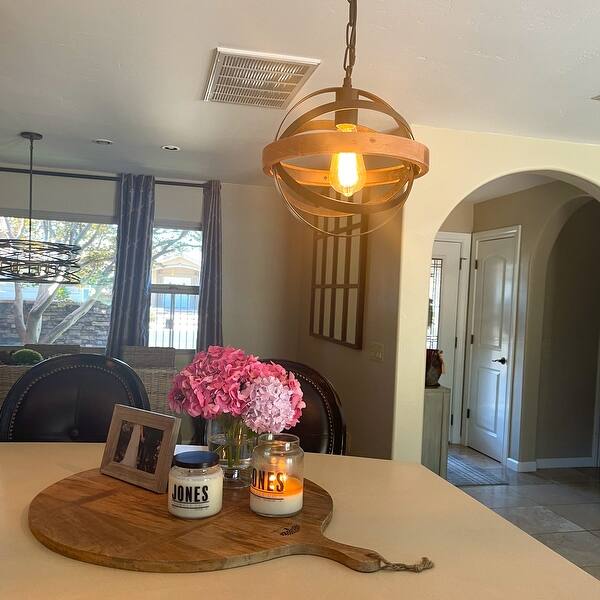 Anmytek Wood Pendant Light For Kitchen Island Industrial Edison Hanging