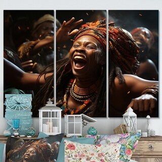 Designart "African Cultural Celebration I" African Canvas Art Print Set ...