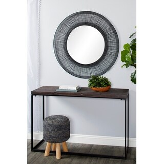 Black Metal Wire Mesh Abstract Room Wall Mirror - Bed Bath & Beyond ...